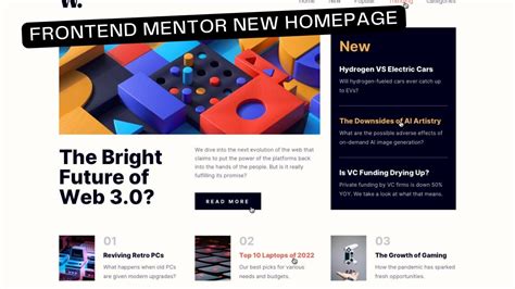 frontend mentor news home page youtube