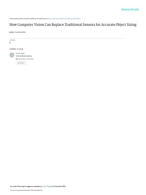 How Computer Vision Can Replace Traditional Sensorsfor Accurate Object Sizing Pdf Computer