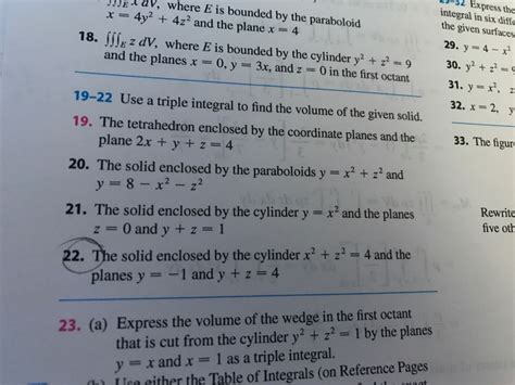 Solved Use Triple Integral To Find The Volume Of The Given Chegg