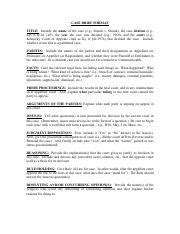 Case Brief Format How To Write A Comprehensive And Effective Course Hero