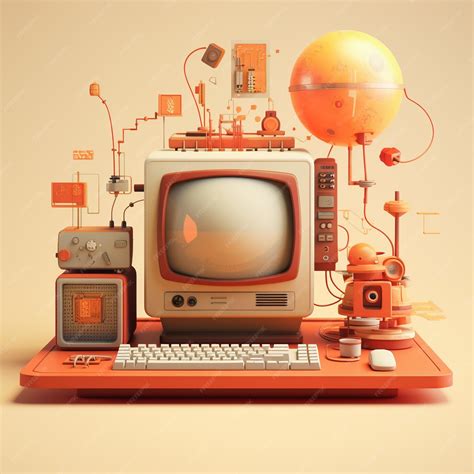 Free Photo View Of 3d Retro Computer With Cathode Ray Tube