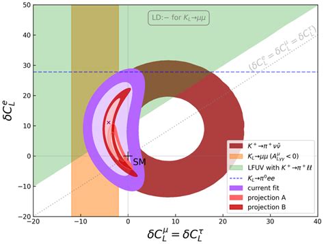 Projected Fit To Rare Kaon Observables Within 68 And 95 Cl Assuming