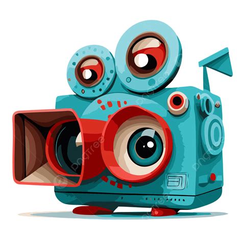 Camera Film Vector Sticker Clipart Blue Camera With Red Eyes Cartoon