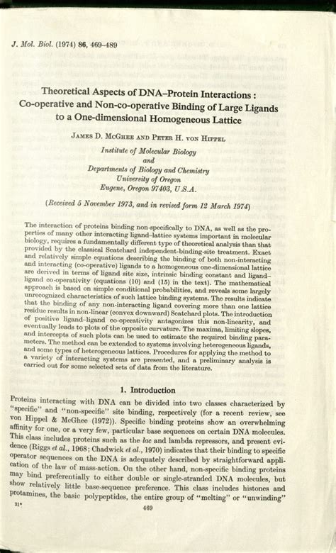 Pdf Theoretical Aspects Of Dna Protein Interactions Co Operative And