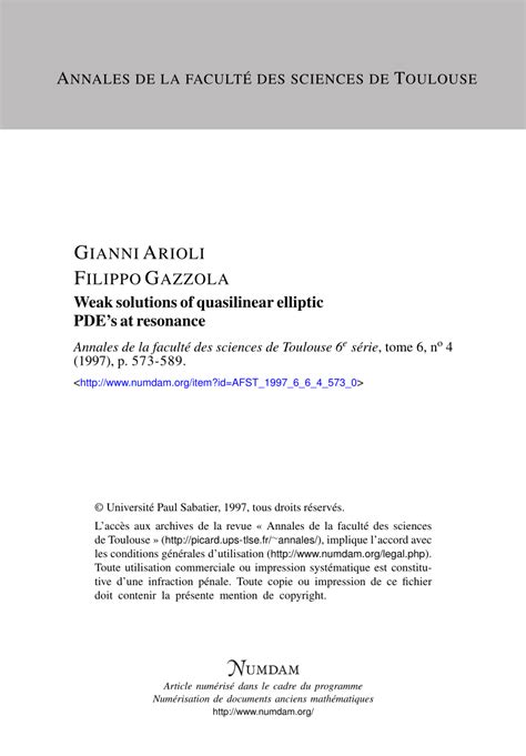 Pdf Weak Solutions Of Quasilinear Elliptic Equations As Critical
