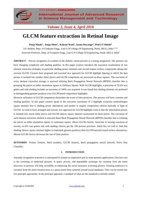 Pdf Glcm Feature Extraction In Retinal Image · Pdf Fileglcm Feature