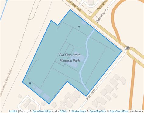 Pio Pico State Historic Park In Whittier Map And Routes