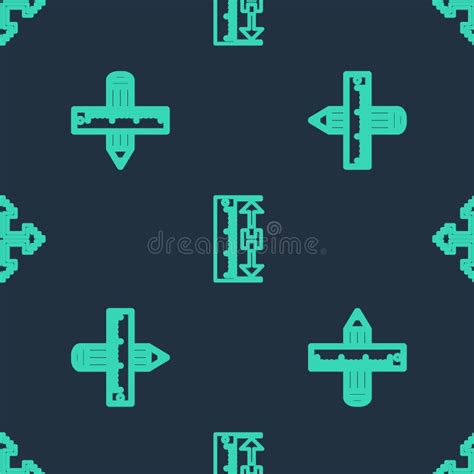 Set Line Measuring Height And Length Crossed Ruler Pencil And Pixel Arrows Four Directions On