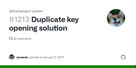 Duplicate Key Opening Solution · Issue 1213 · Dotnetproject System