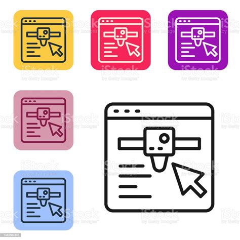 흰색 배경에 격리된 검은색 라인 3d 프린터 설정 아이콘입니다 3d 프린팅 색상 정사각형 단추로 아이콘을 설정합니다 벡터 3차원 형태에 대한 스톡 벡터 아트 및 기타 이미지