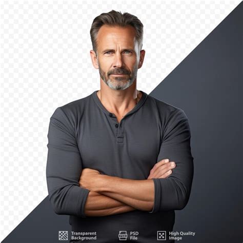 Premium Psd A Man With A Beard Stands In Front Of A Screen With The Words The Company On It