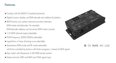 S DX Led Controller Skydance Channel DMX DMX RDM Decoder VAC CH