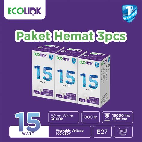 Jual Ecolink Lampu Bohlam Led Bulb W Kuning Warm White Paket Pcs Shopee Indonesia