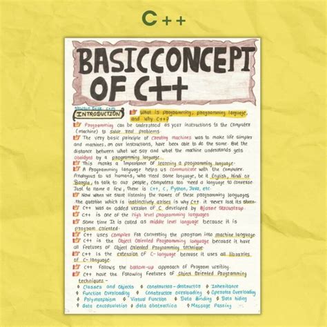 C Oops Programming Cpp Color Handwritten Notes Pdf Newtondesk
