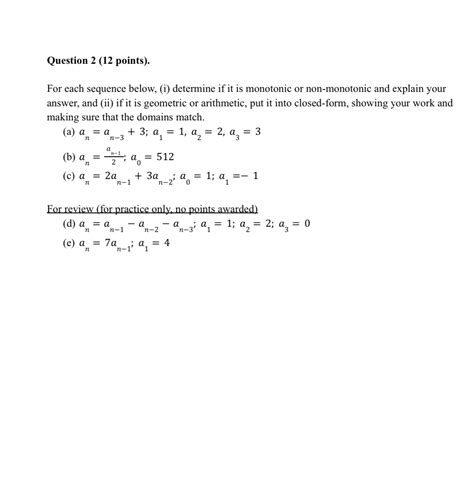 solved question 2 12 ﻿points for each sequence below i