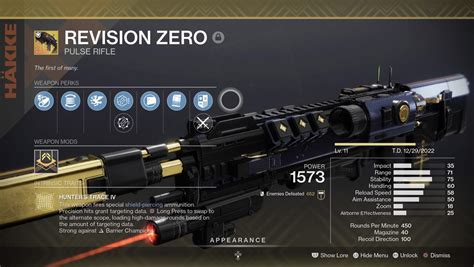 Revision Zero God Roll Pve