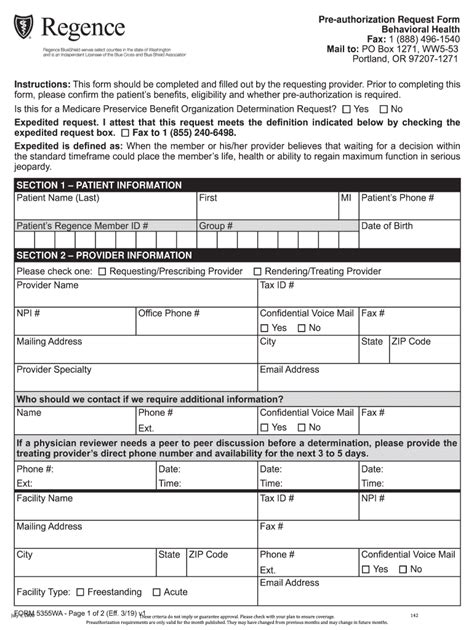 Fillable Online Uniform Medical Plan Pre Authorization List Guidelines Regence Pre