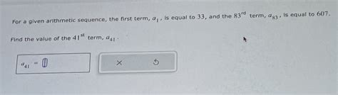 For A Given Arithmetic Sequence The First Term A1