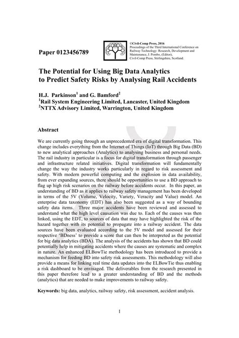 Pdf The Potential For Using Big Data Analytics To Predict Safety