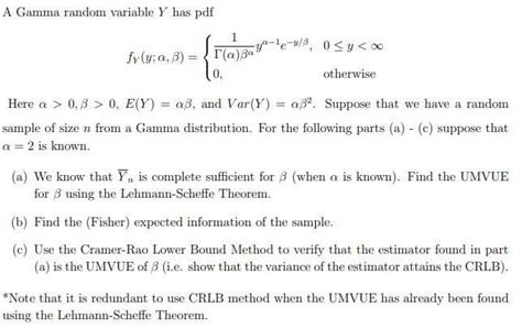 Solved A Gamma Random Variable Y Has Pdf