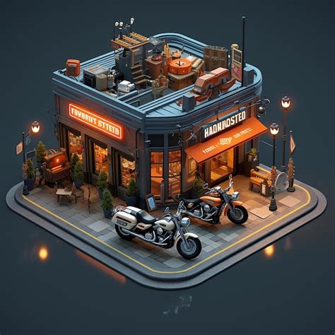 Premium Photo 3d Rendering Isometric Harley Davidson