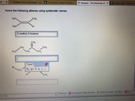 Solved Name The Following Alkenes Using Systematic Names Chegg Com