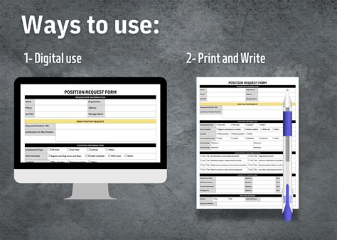 Position Request Form Printable Job Request Form Hr Templates Human Resources Business Tools