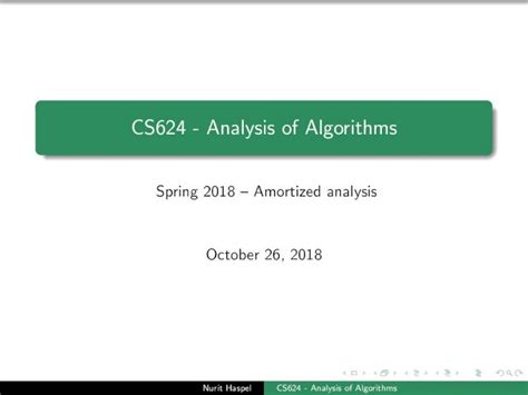 Pdf Cs624 Analysis Of Algorithmsamortized Analysis Amortized