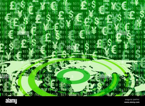 World Wide Currency Digital Background With World Map Concept For