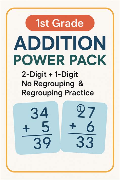 1st Grade Addition Power Pack 2 Digit 1 Digit No Regrouping