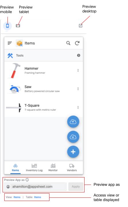 Explore The App Editor Appsheet Help