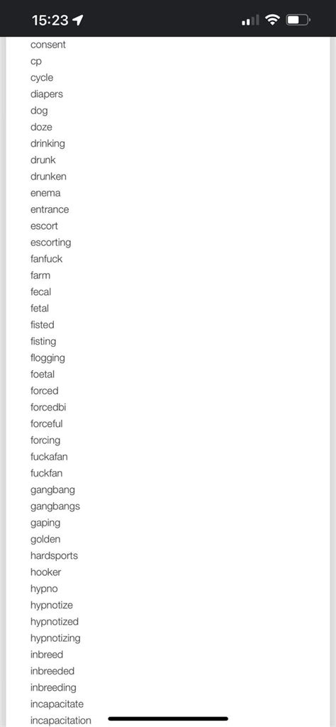 Restricted Words List Ronlyfansadvice