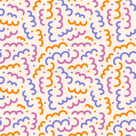Squiggle Cute Naive Seamless Pattern Creative Bright Scribble Abstract