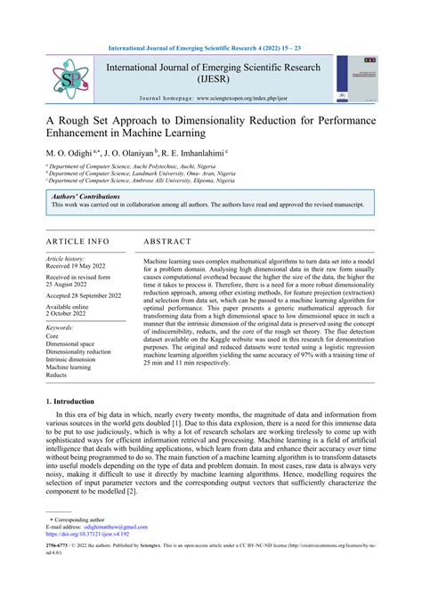 Pdf A Rough Set Approach To Dimensionality Reduction For Performance
