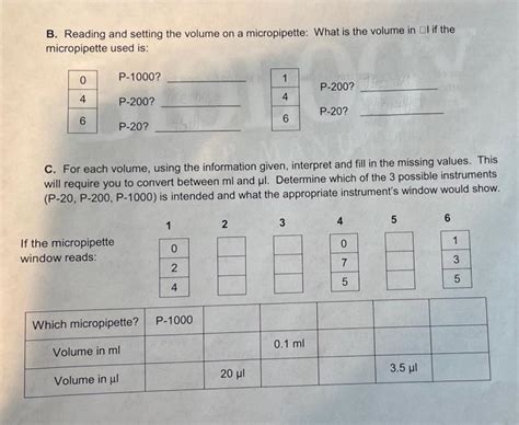 Solved B Reading And Setting The Volume On A Micropipette Chegg Com