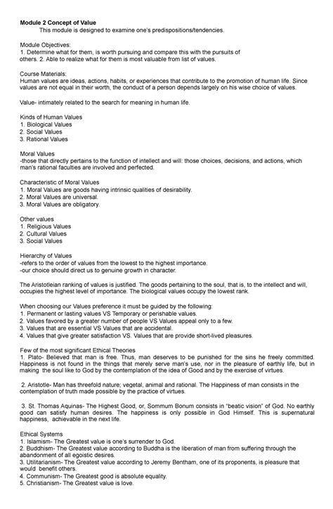 Module 2 Concept Of Value Module 2 Concept Of Value This Module Is
