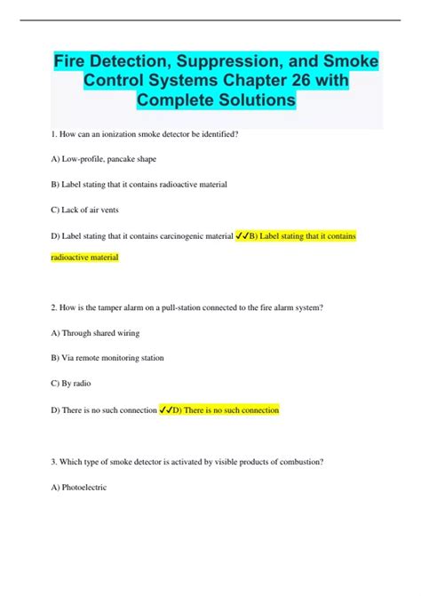 Fire Detection Suppression And Smoke Control Systems Chapter 26 With Complete Solutions Fire