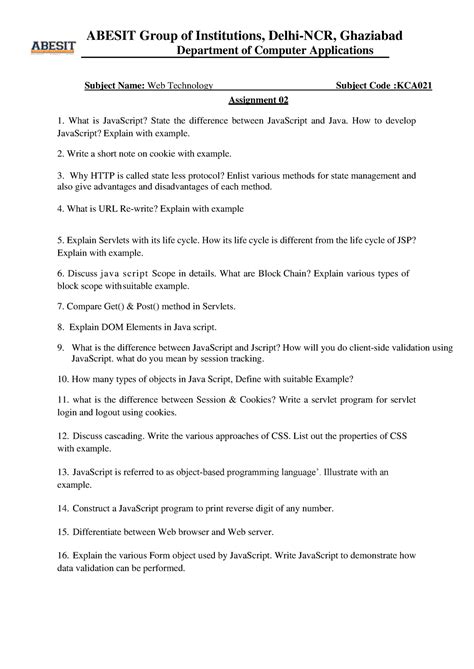 Web Tech Assignment 02 Thgjj Abesit Group Of Institutions Delhi Ncr Ghaziabad Department
