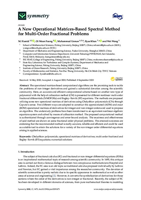 Pdf A New Operational Matrices Based Spectral Method For Multi Order