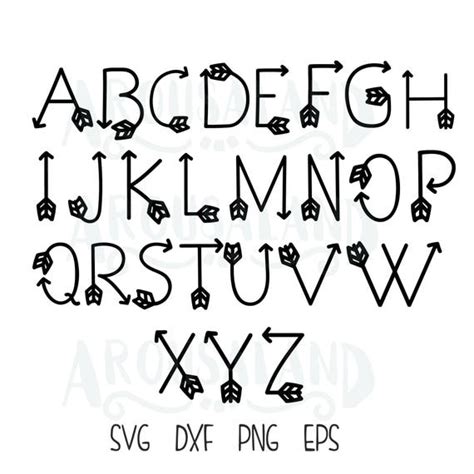 Arrow Alphabet Font Abc Letter Lettering Hand Drawn Etsy