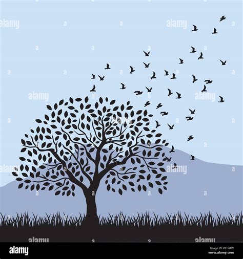 Tree And Birds Stock Vector Image Art Alamy