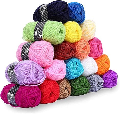 Pack De 20 Madejas Hilo De Tejerhilo Acrilico Perfecto Para Crochet