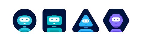Chatbot 문자 집합 귀여운 3d 봇 로그인 채팅 봇 로고 디자인 봇 온라인 상담 및 지원 서비스 플랫 벡터 그림 프리미엄 벡터
