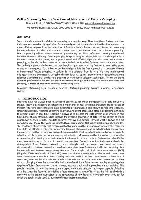 Pdf Online Streaming Feature Selection With Incremental Feature Grouping