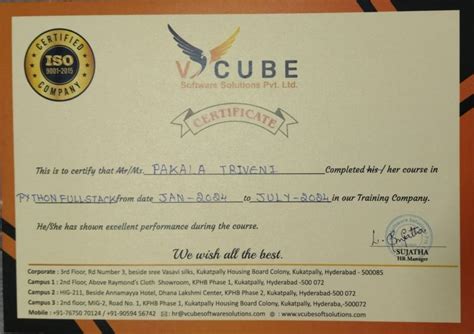 pakala triveni on linkedin pythonfullstack vcubesoftwaresolutions certification programming…