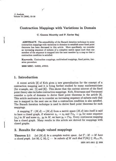 Pdf Contraction Mappings With Variations In Domain
