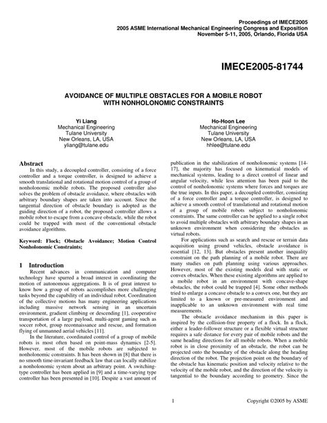 Pdf Avoidance Of Multiple Obstacles For A Mobile Robot With Nonholonomic Constraints