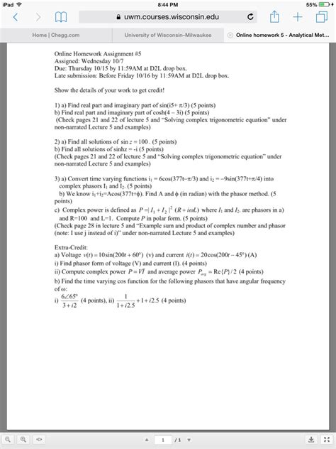 Solved Online Homework Assignment 5 Assigned Wednesday