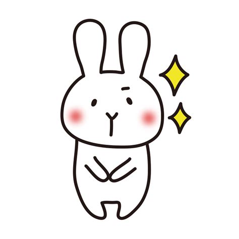 キリっとしてキラキラしている白いうさぎの無料 フリー イラスト かわいい手描きの無料素材てがきっず保育園小学校介護施設にぴったりの