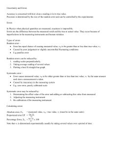 Uncertainty Propagation In Chemistry Lab Reports